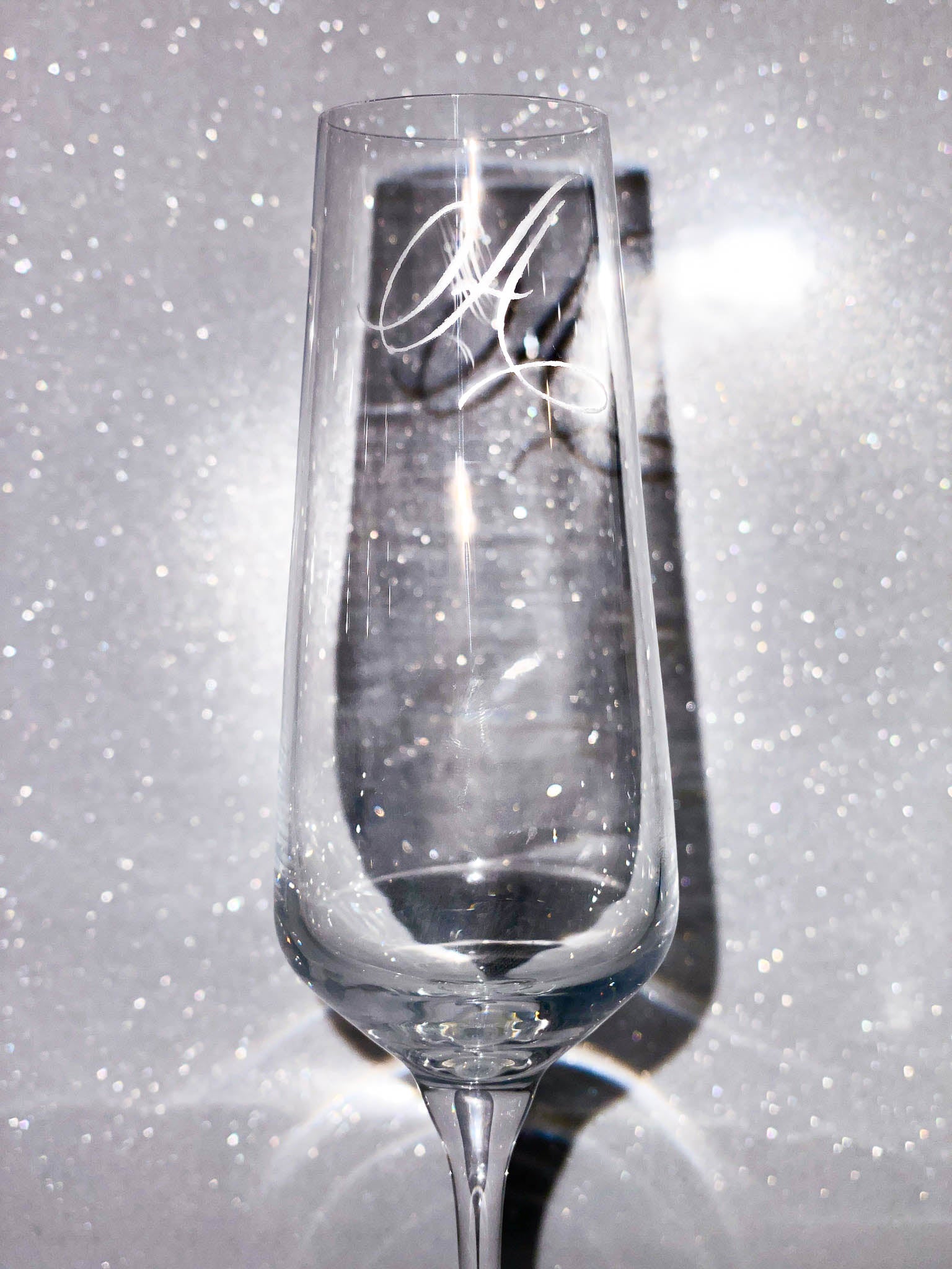 Engraved Monogram Champagne Flute – Roshae Designs Calligraphy & Engraving