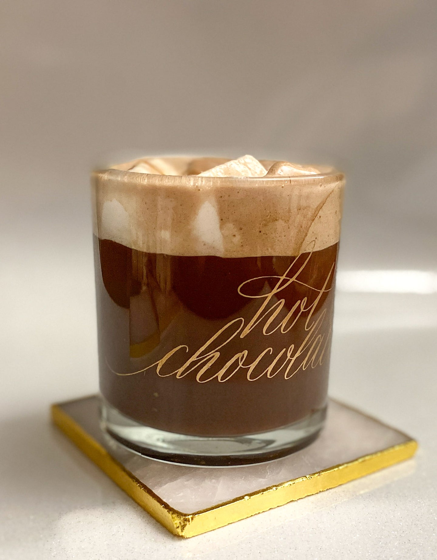 Engraved Gold 'Hot Chocolate' Calligraphy Glass Mug – Roshae Designs ...