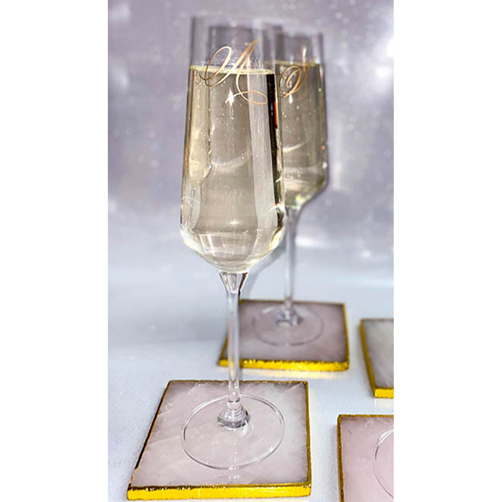 Engraved Monogram Champagne Flute – Roshae Designs Calligraphy & Engraving